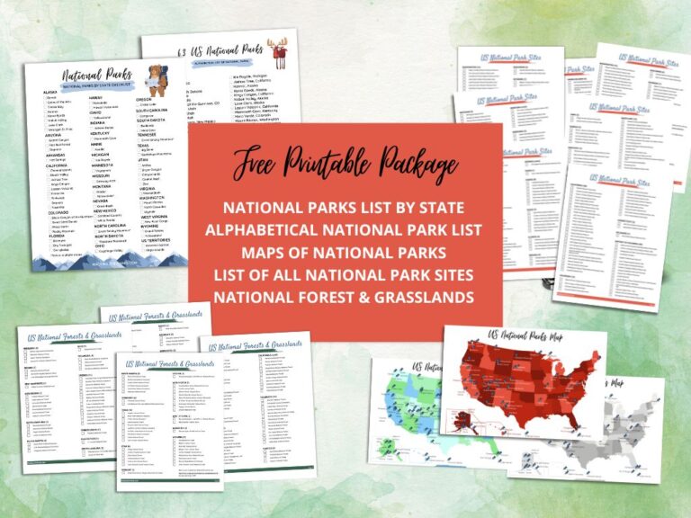 Free Printable List of National Parks in the United States