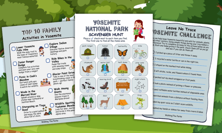 Yosemite National Park Activity Book for Kids Bonus - Walking The Parks